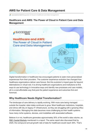 Healthcare and AWS: The Power of Cloud in Patient Care and Data ...