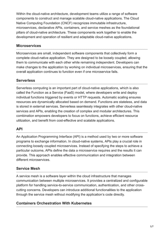 Cloud Native Architecture: Its Benefits and Key Components | PDF