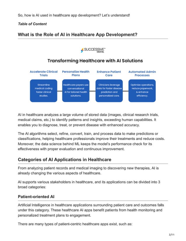 How AI in Healthcare App Development Transforms The Future of Medicine | PDF