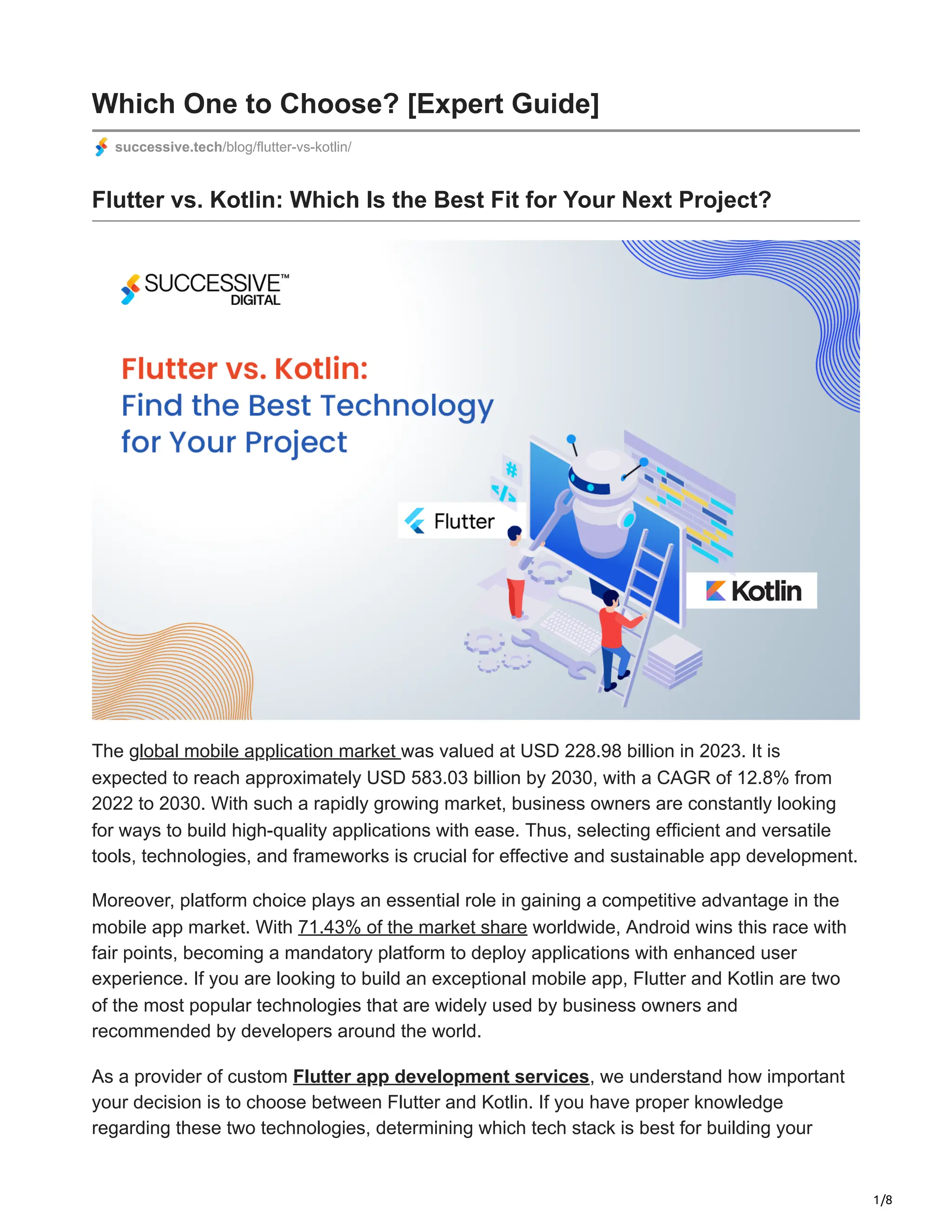 Flutter vs. Kotlin: Which Is the Best Fit for Your Next Project? | PDF