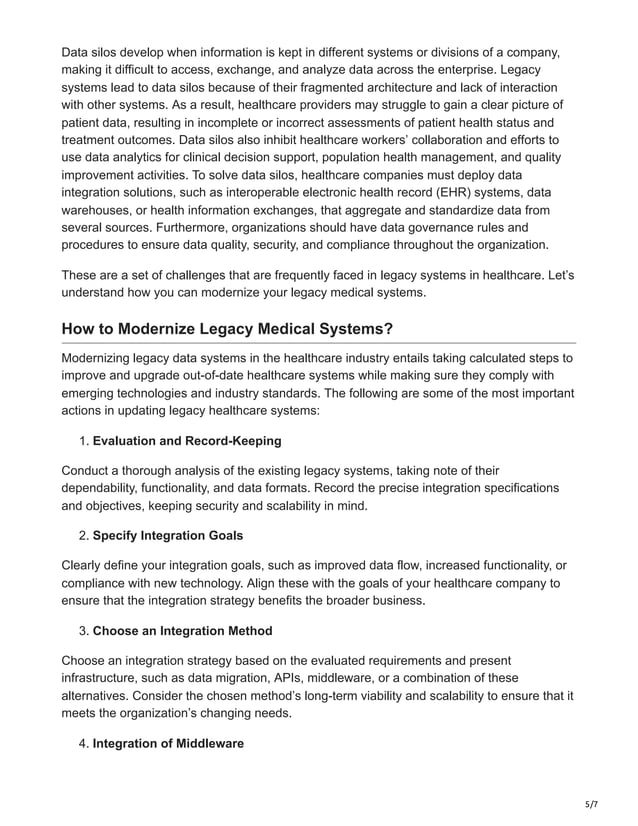 Modernizing Legacy Systems in Healthcare: A Comprehensive Guide | PDF | Operating Systems ...