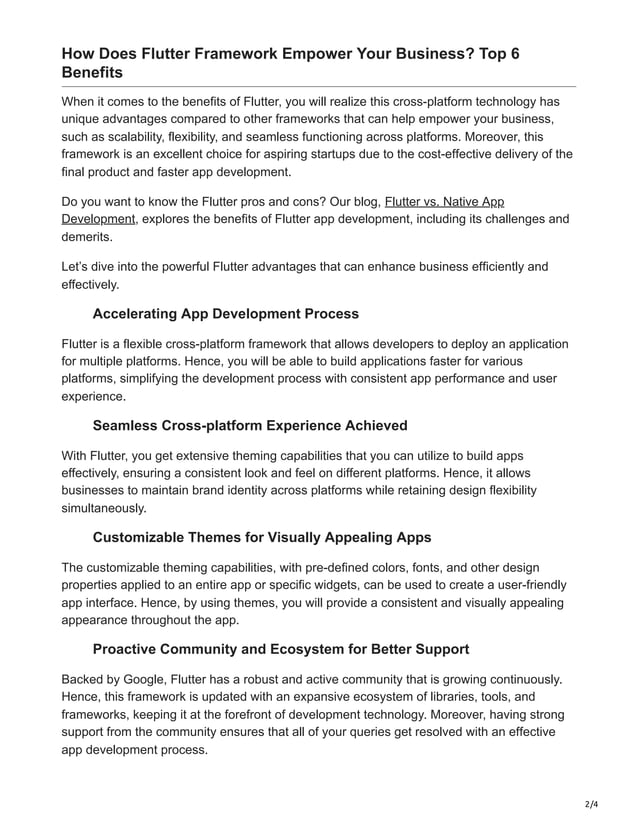 Why Use Flutter for App Development- Features and Benefits | PDF