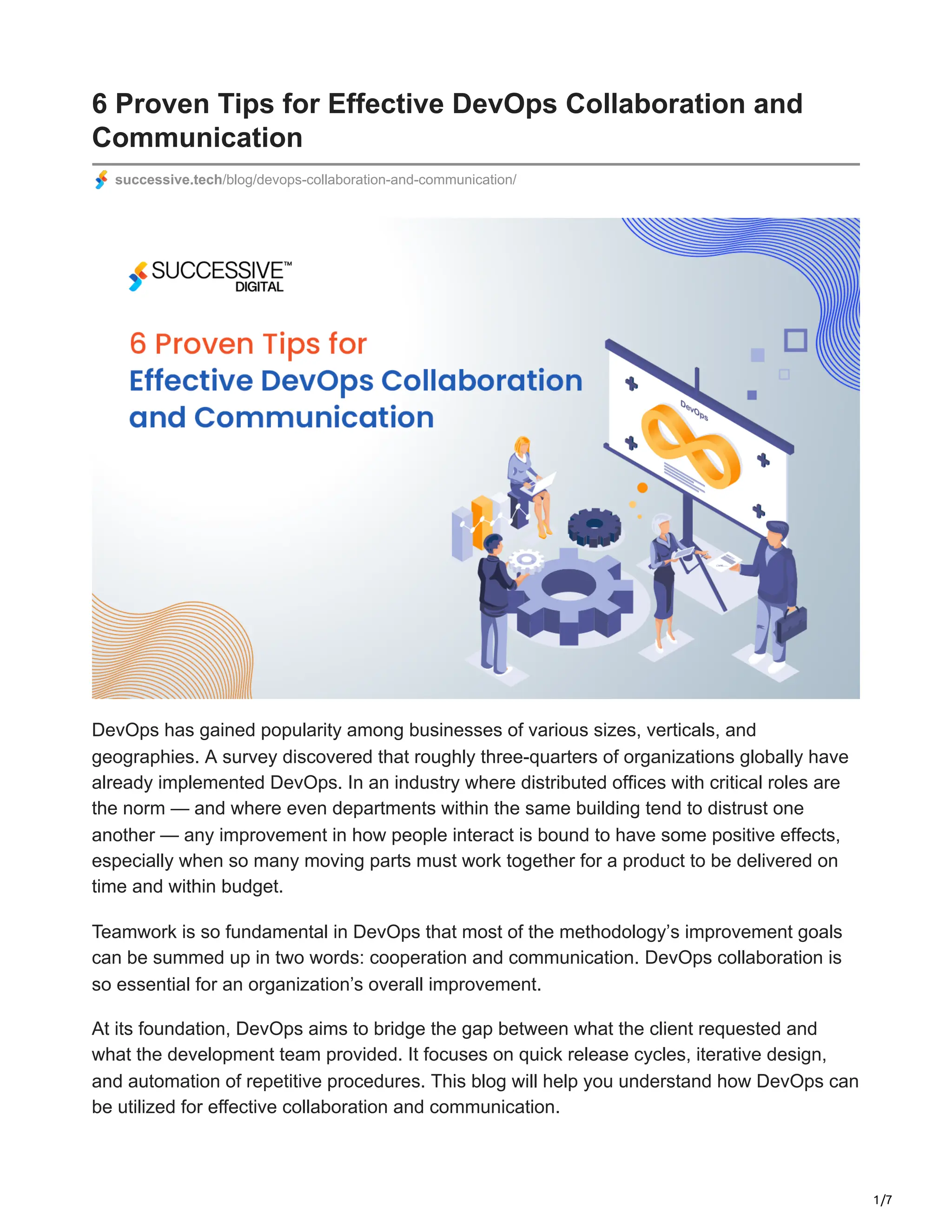 6 Proven Tips for Effective DevOps Collaboration and Communication | PDF