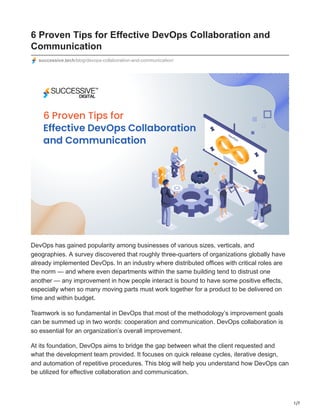 6 Proven Tips for Effective DevOps Collaboration and Communication | PDF