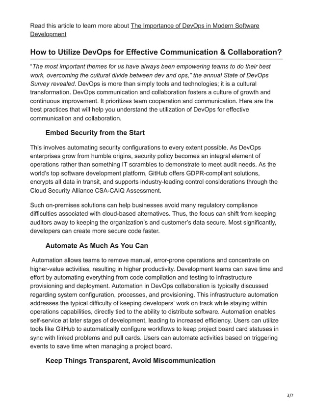 6 Proven Tips for Effective DevOps Collaboration and Communication | PDF