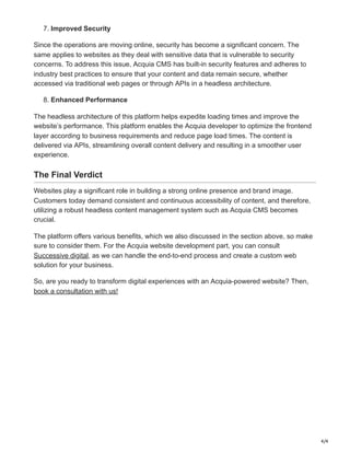 Why Should You Choose Acquia CMS For Headless Website Development? | PDF