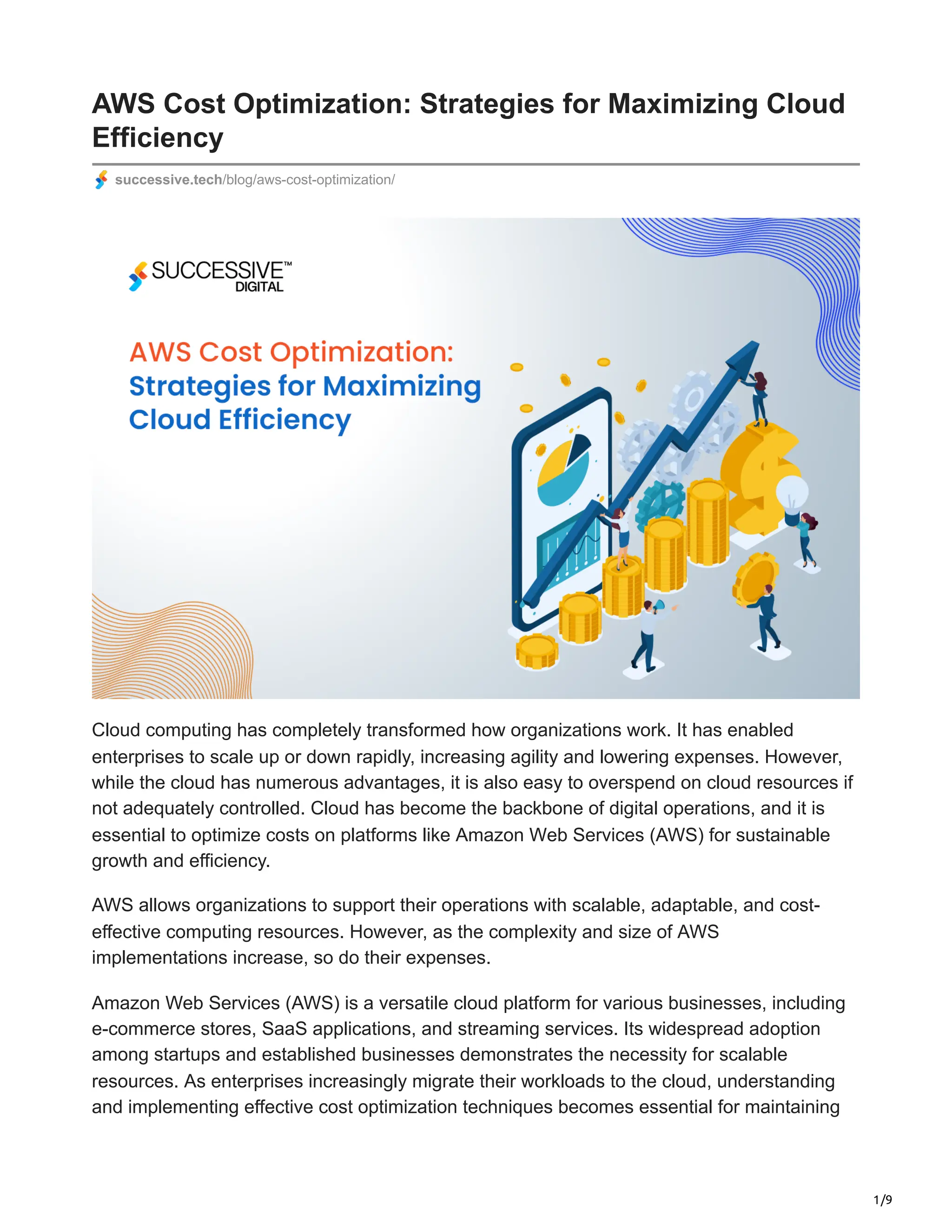 AWS Cost Optimization: Strategies for Maximizing Cloud Efficiency | PDF