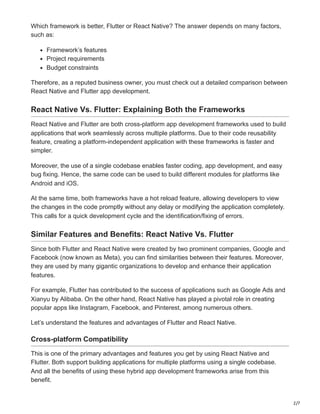 Flutter Vs. React Native – Which is Better For You? | PDF