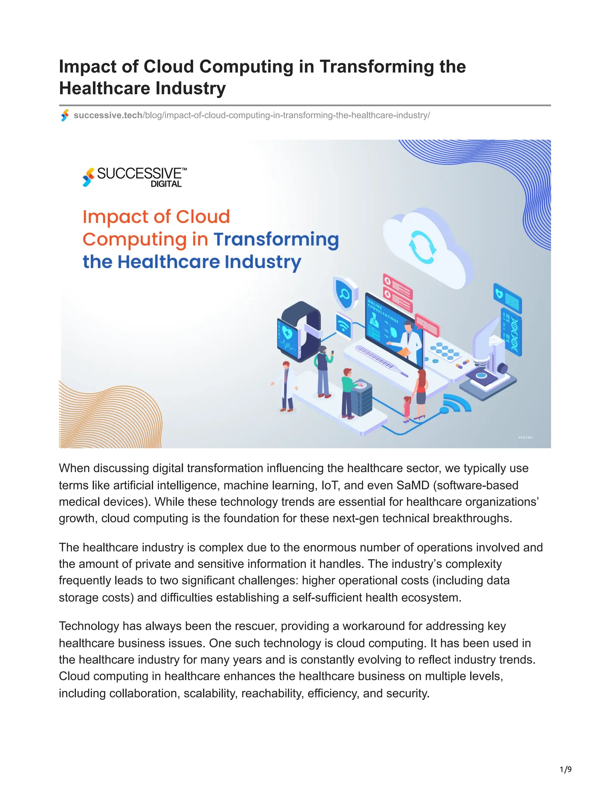 Impact of Cloud Computing in Transforming the Healthcare Industry | PDF