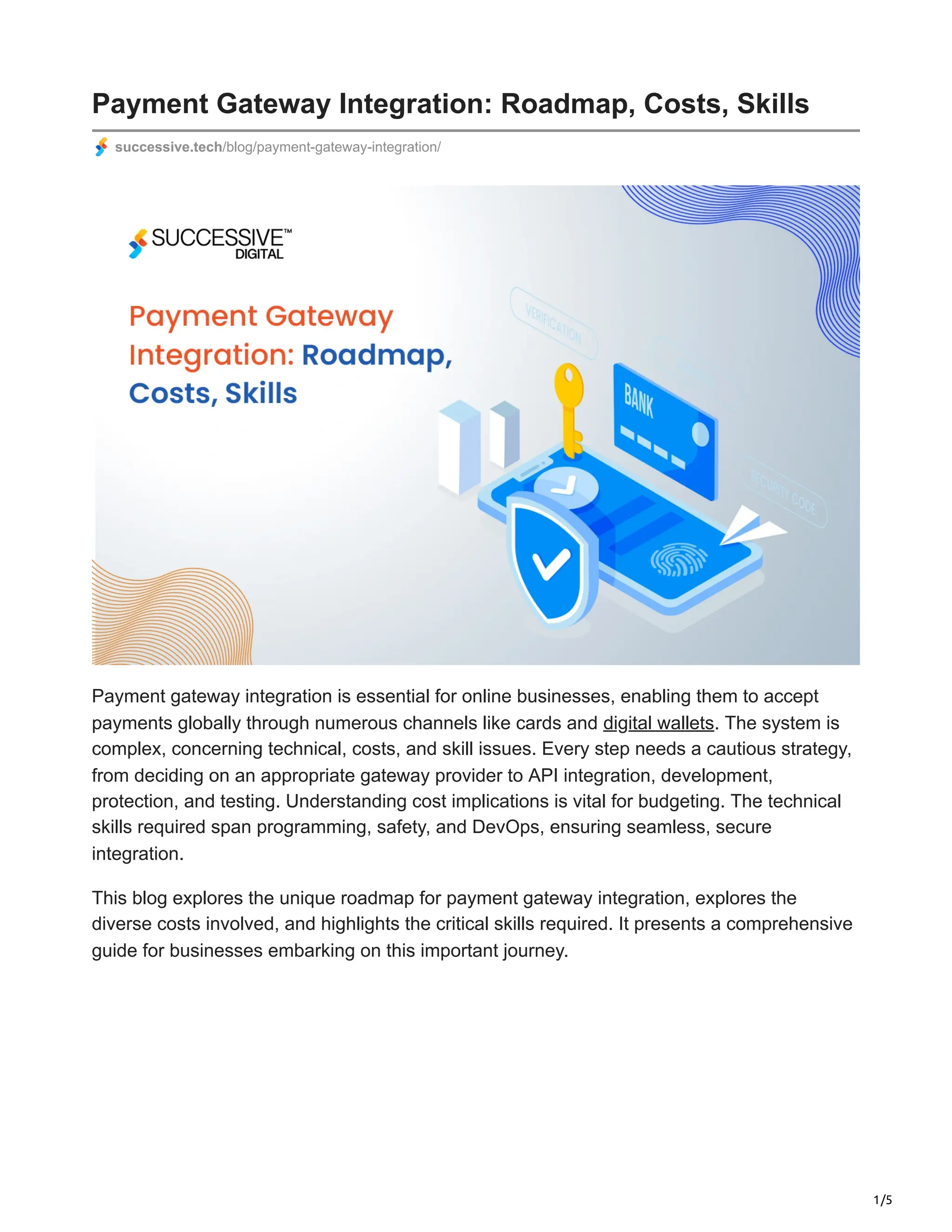 Payment Gateway Integration: Roadmap, Costs, Skills | PDF