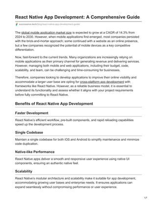 React Native App Development: A Comprehensive Guide | PDF