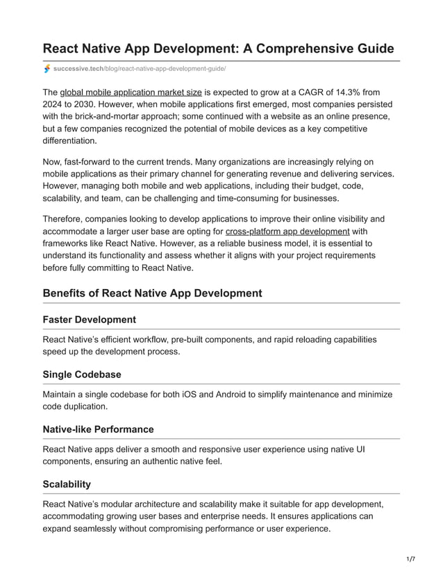 React Native App Development: A Comprehensive Guide | PDF