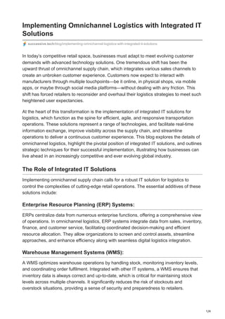 Implementing Omni Channel Logistics with Integrated IT Solution | PDF