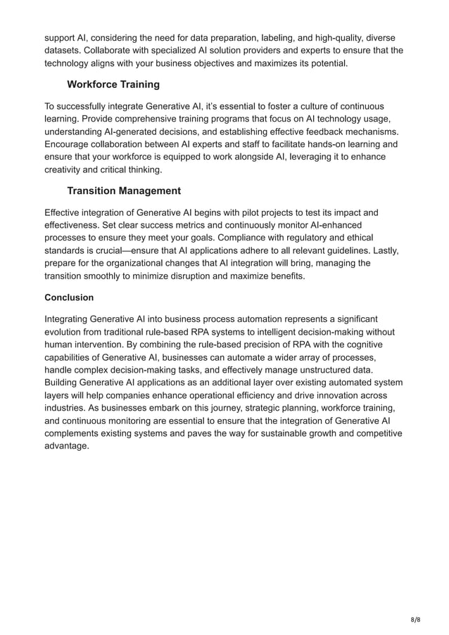 Integrating GenAI for Business Process Automation | PDF