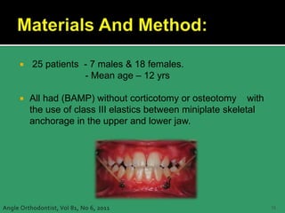 Success rate of miniplate anchorage for bone anchored maxillary protraction | PPTX