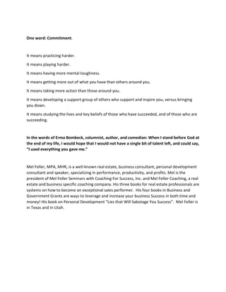 Success sabotaging lies by Mel Feller | PDF