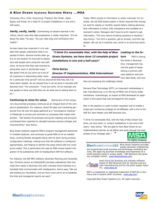 Blue Ocean Systems Assists MSA in Worldwide Business One Rollout | PDF