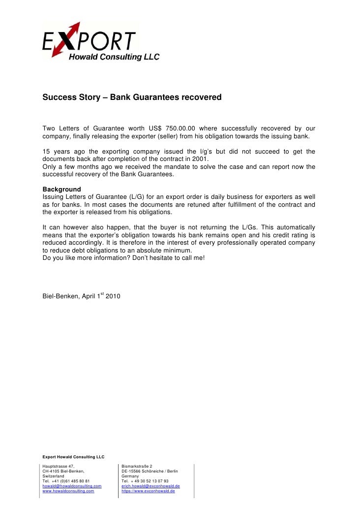 Success story bank guarantees 2011
