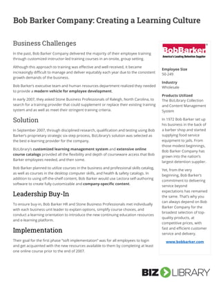 Bob Barker: Creating a Learning Culture [Case Study] | PDF