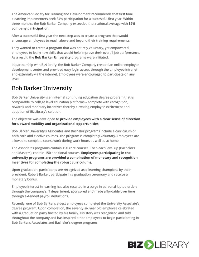 Bob Barker: Creating a Learning Culture [Case Study] | PDF