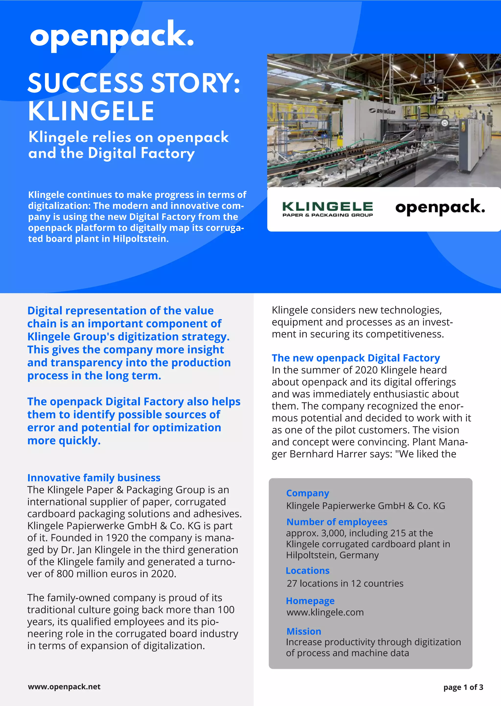 (EN) Success Story openpack - Klingele: Klingele relies on openpack and the Digital Factory | PDF