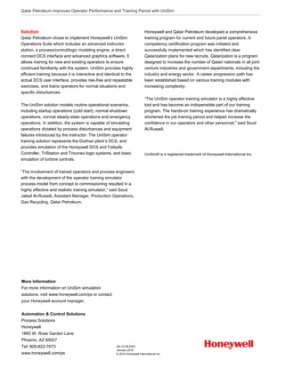Qatar Petroleum Improves Operator Performance and Training with UniSim ...