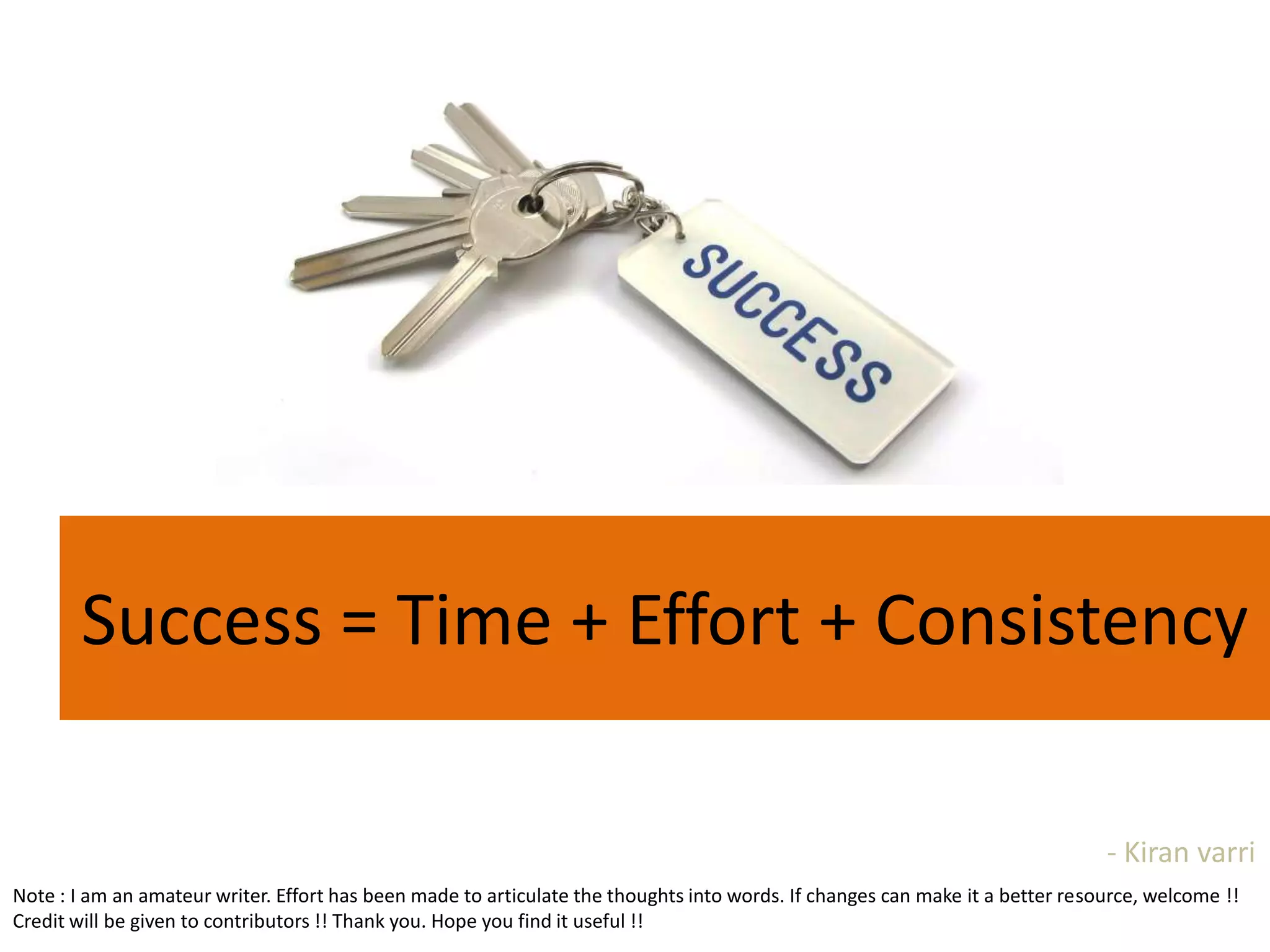 Success time n effort n consistency n innovation | PPT