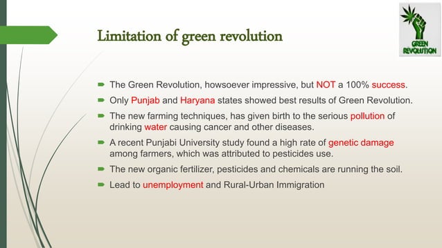Succes story of green revolution | PPTX | Agriculture | Industries