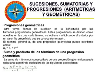 Sucesiones,sumatoria y progreciones....... | PPTX