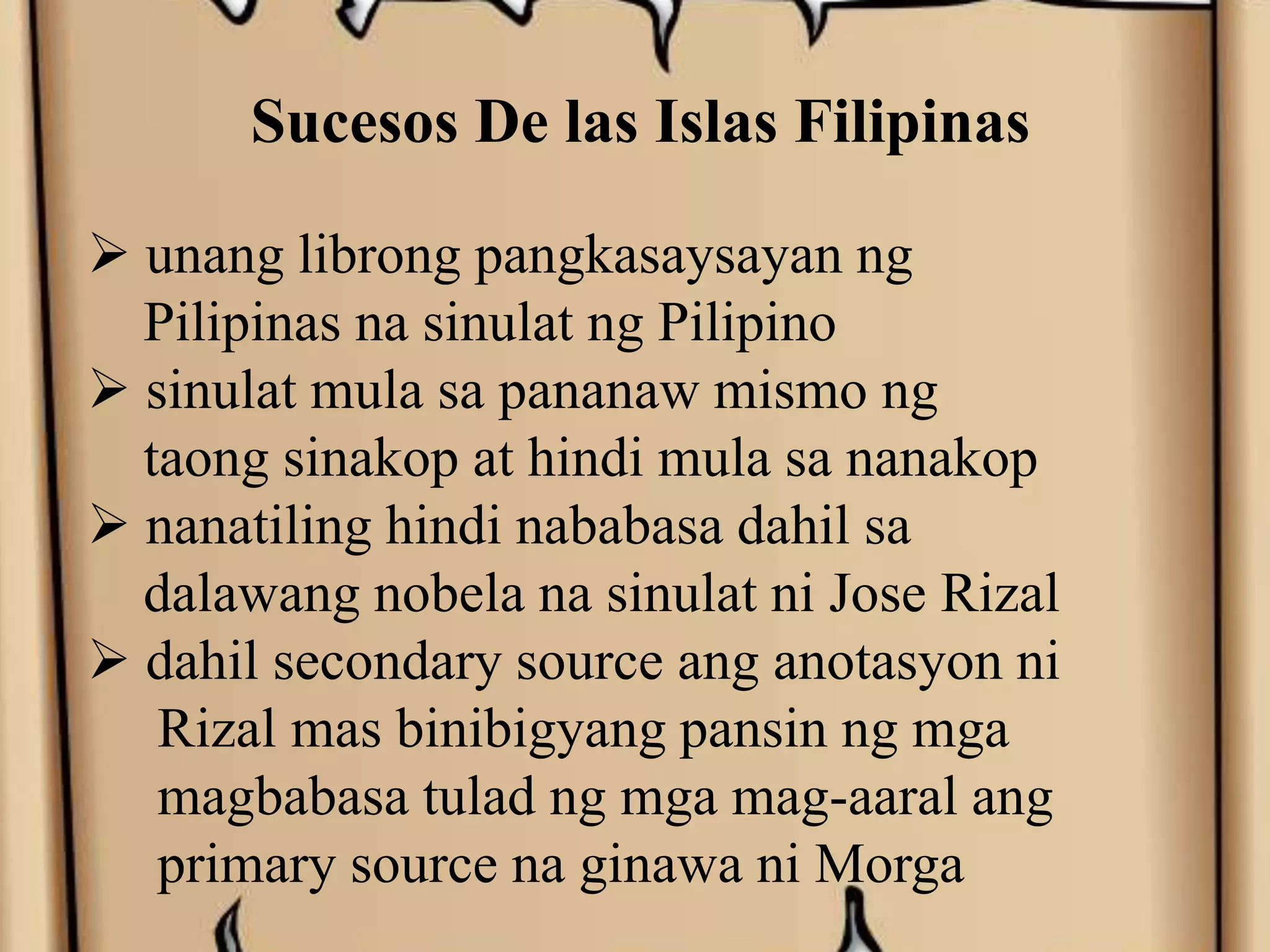 Sucesos de las Islas Filipinas (Introduction) | PPTX