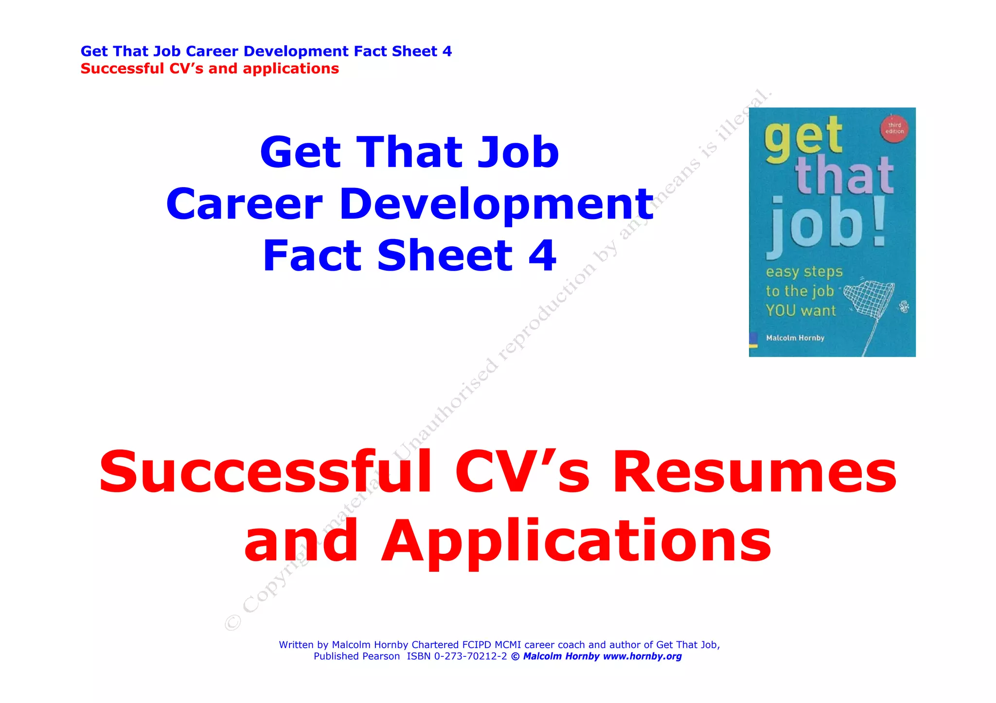 Job Hunt - How to write a winning CV | PPT
