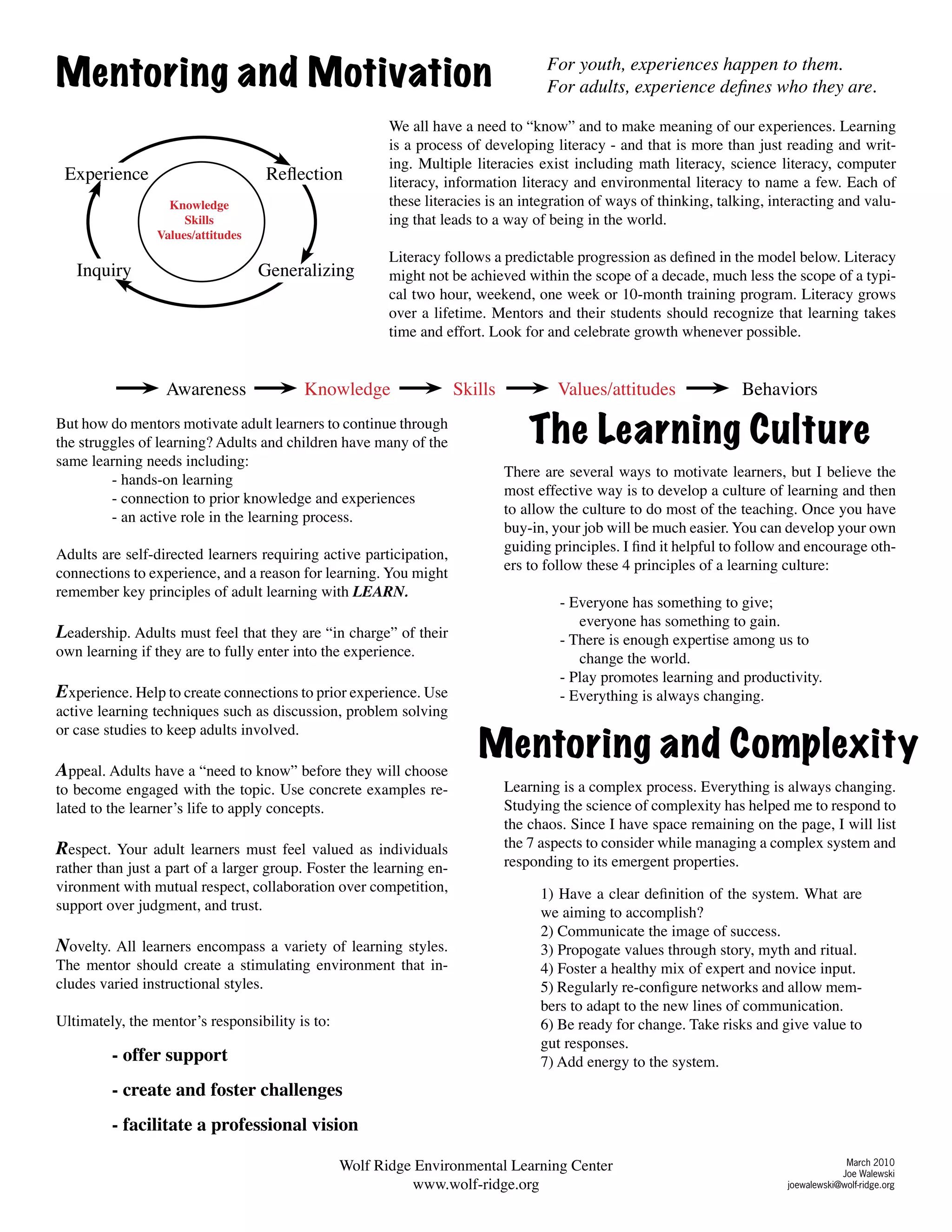 The Mentoring Life Cycle - Handout | PDF