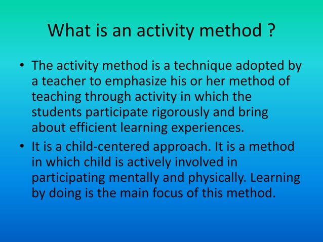 ACTIVITY METHOD | PPTX | Primary Education | Education