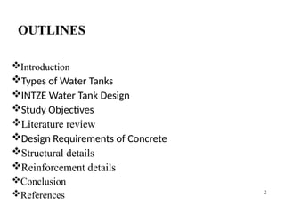 civil engineering project masters design of overhead water tank | PPTX
