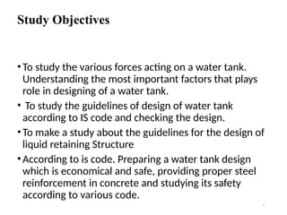 civil engineering project masters design of overhead water tank | PPTX
