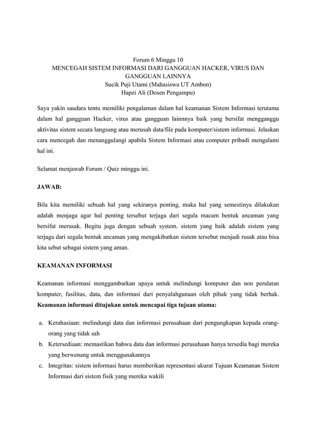 Sucik puji utami, hapzi ali, mencegah sistem informasi dari gangguan ...