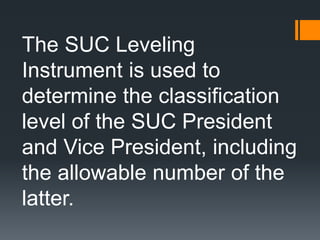 State Colleges and Universities (SUC) Leveling | PPSX