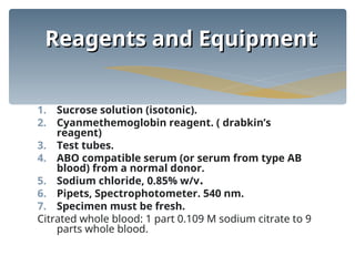 SUCROSE-HEMOLYSIS2-TEST a lecture for medical lab | PPT