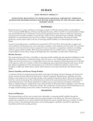 Sudan SUDAN: NAPA PROJECT PROFILE | PDF