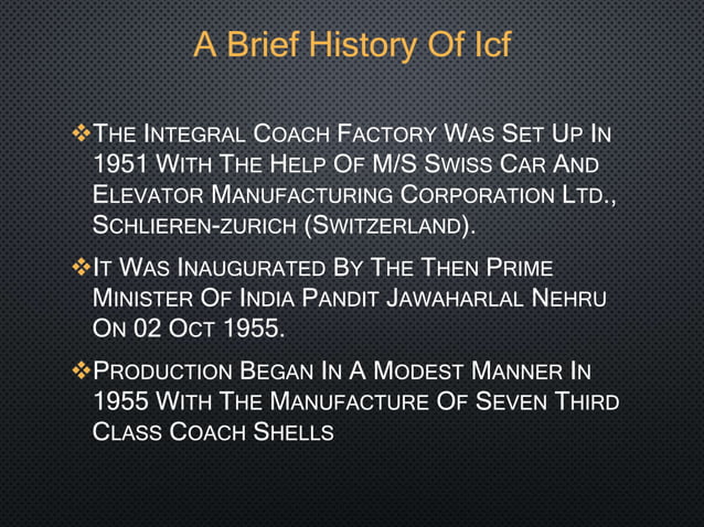 Inplant Training - Integral Coach Factory | PPTX