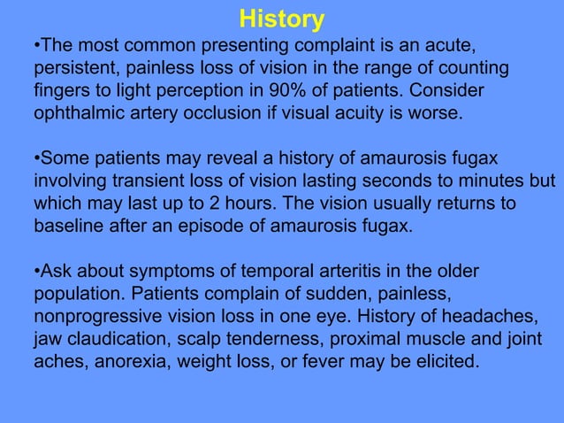 Sudden loss of vision IN A PATIENT ACUTELY | PPT