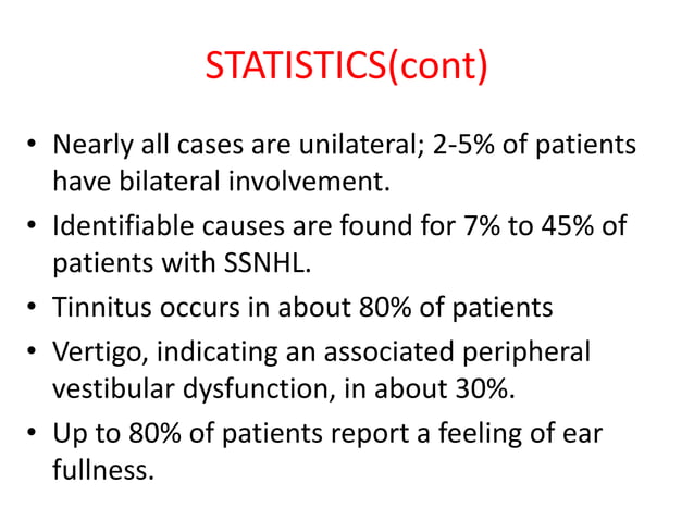 Sudden SNHL | PPTX | Ear, Nose and Throat Conditions | Diseases and ...