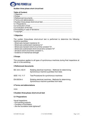 Sudden three phase short-circuit test | DOC
