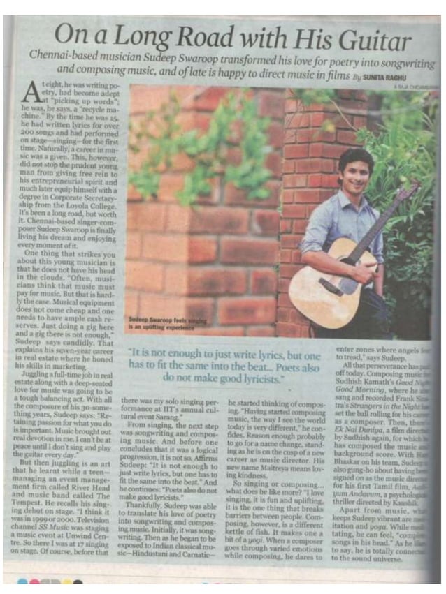 Sudeep swaroop - profile of music | PDF