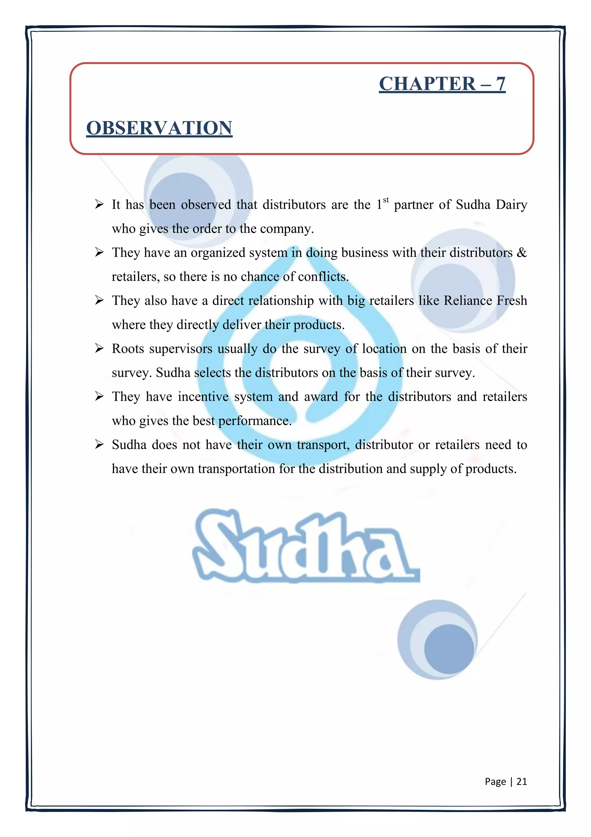 Sudha dairy report | PDF