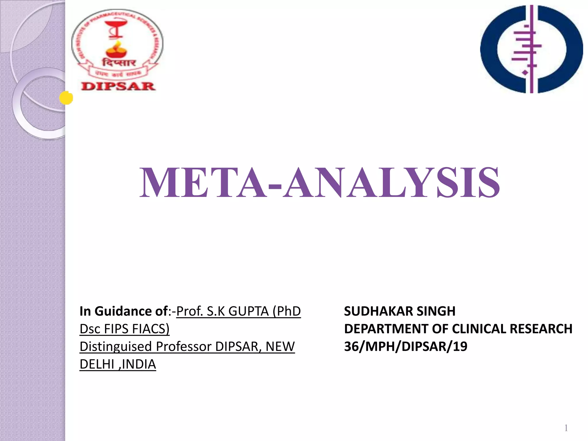 Sudhakar singh meta analysis | PPTX