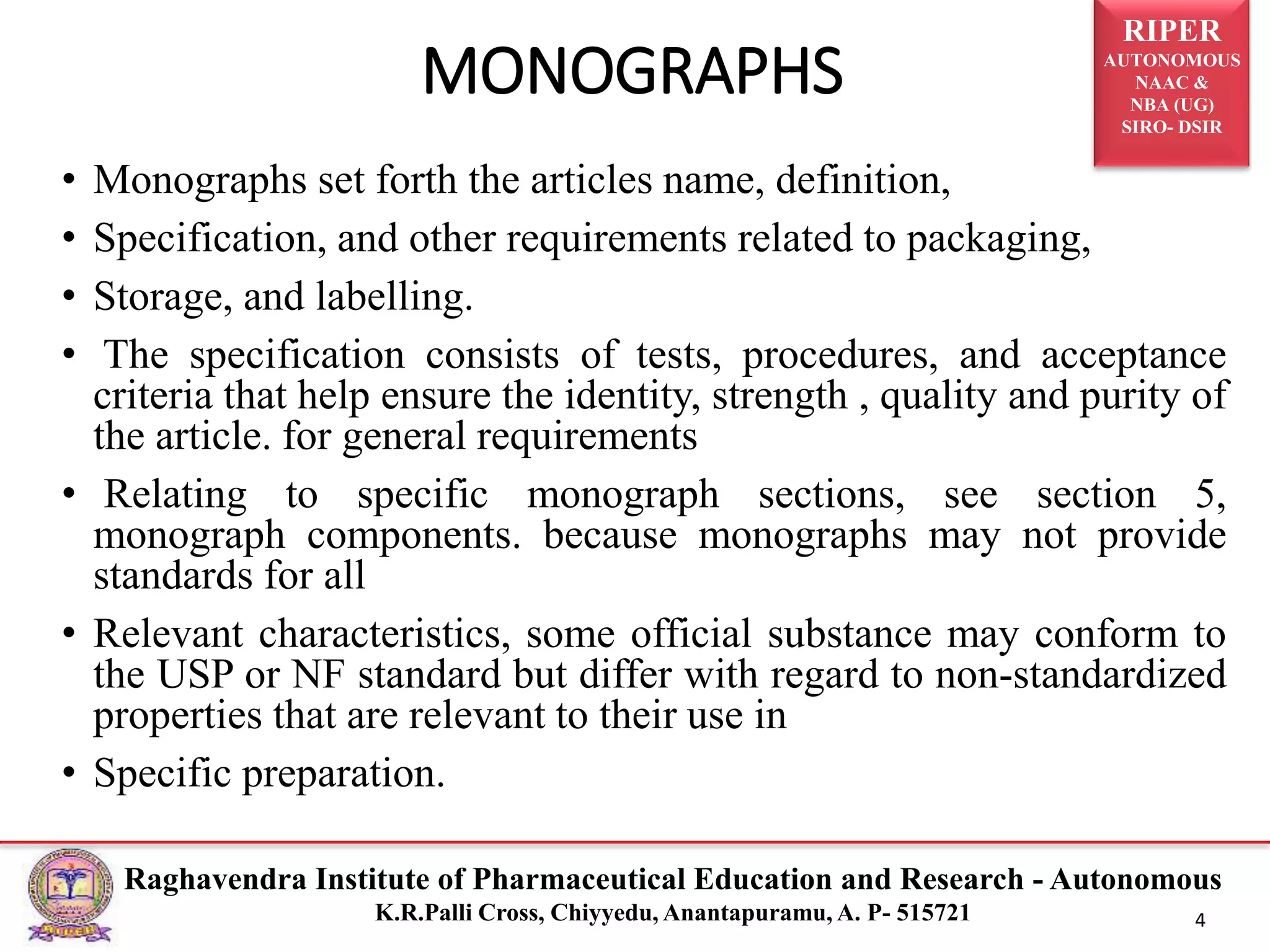 MONOGRAPHS OF HERBAL DRUGS | PPTX