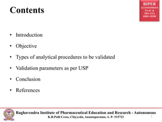 Analytical method validation as per USP | PPTX