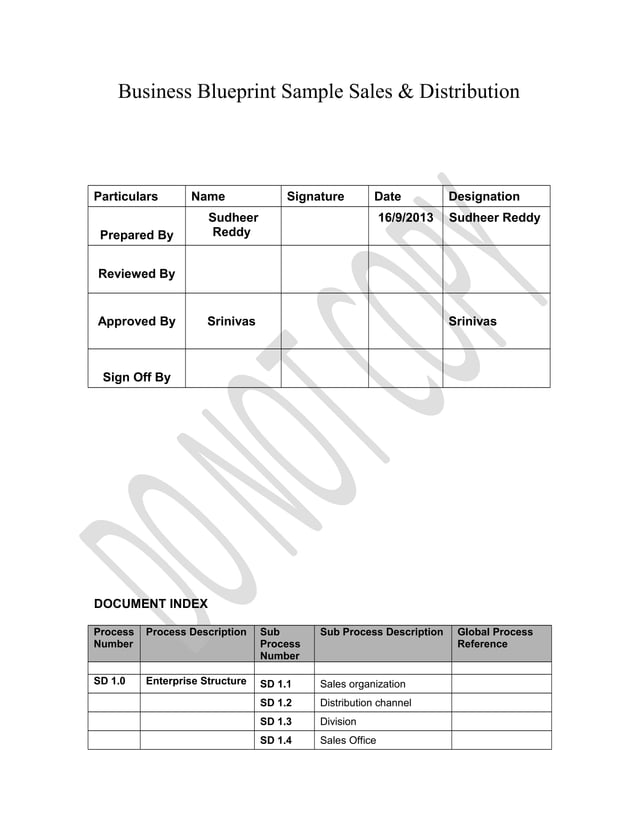 Sudheer Reddy Business Blue Print Sample | PDF