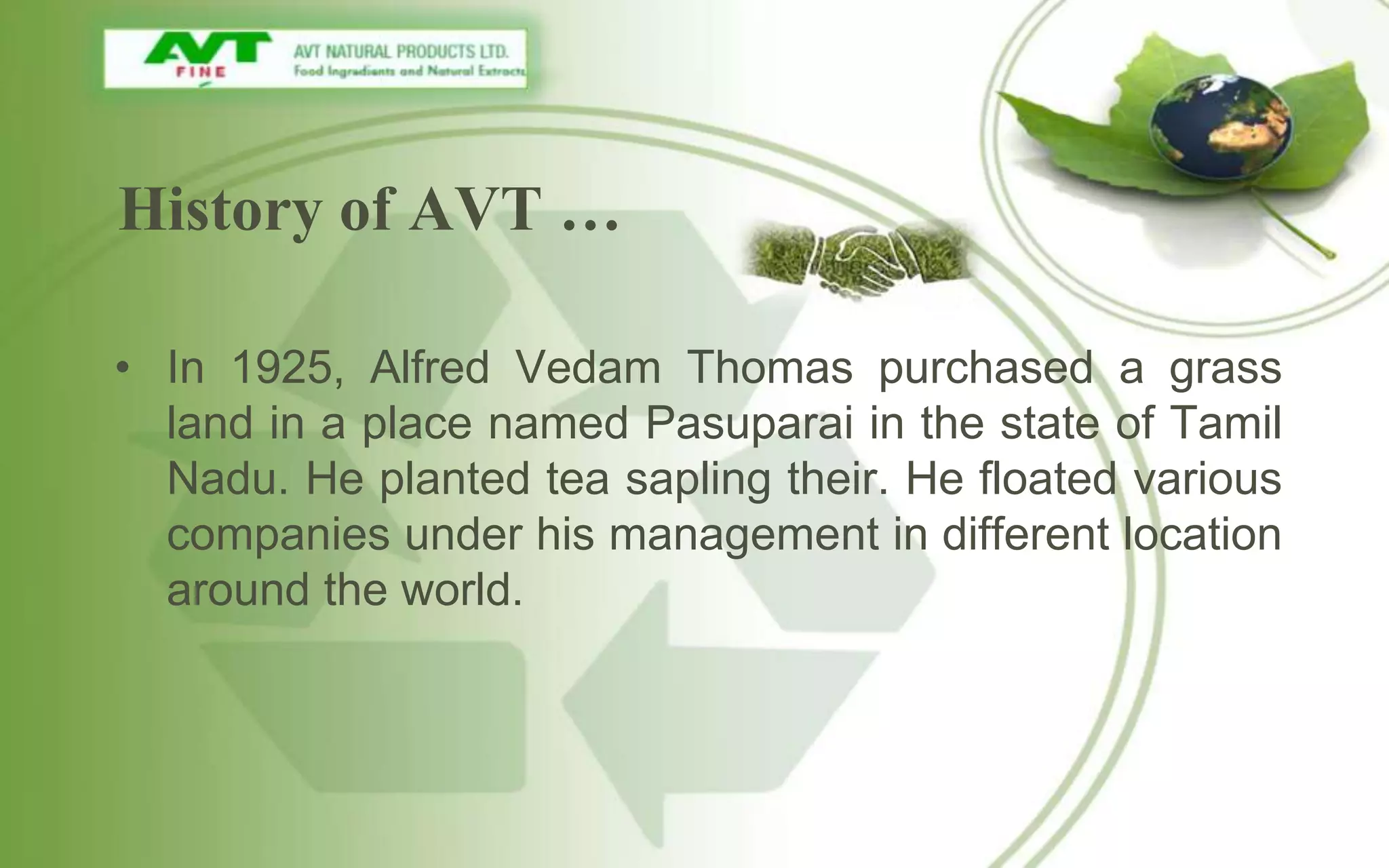 Sudheesh organiations study at avt natural products | PPTX